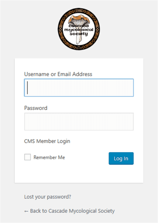 Password Reset Help – Cascade Mycological Society